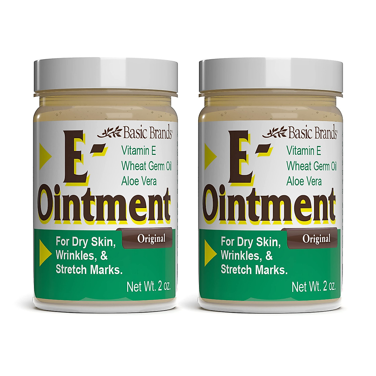 Basic Brands - Vitamin E Ointment - 2 OZ - Moisture Enhancing - Can Help Reduce Appearance of Scars, Stretch Marks, Fine Lines & Wrinkles - 2-Pack