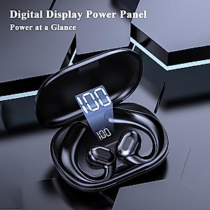 Yieetam Open Ear Headphones Bluetooth 5.3 Wireless Earbuds with Earhooks 30Hrs Playtime Ear Buds with Charging Case Earphones with Built in Mic, HiFi Stereo Sound Headset