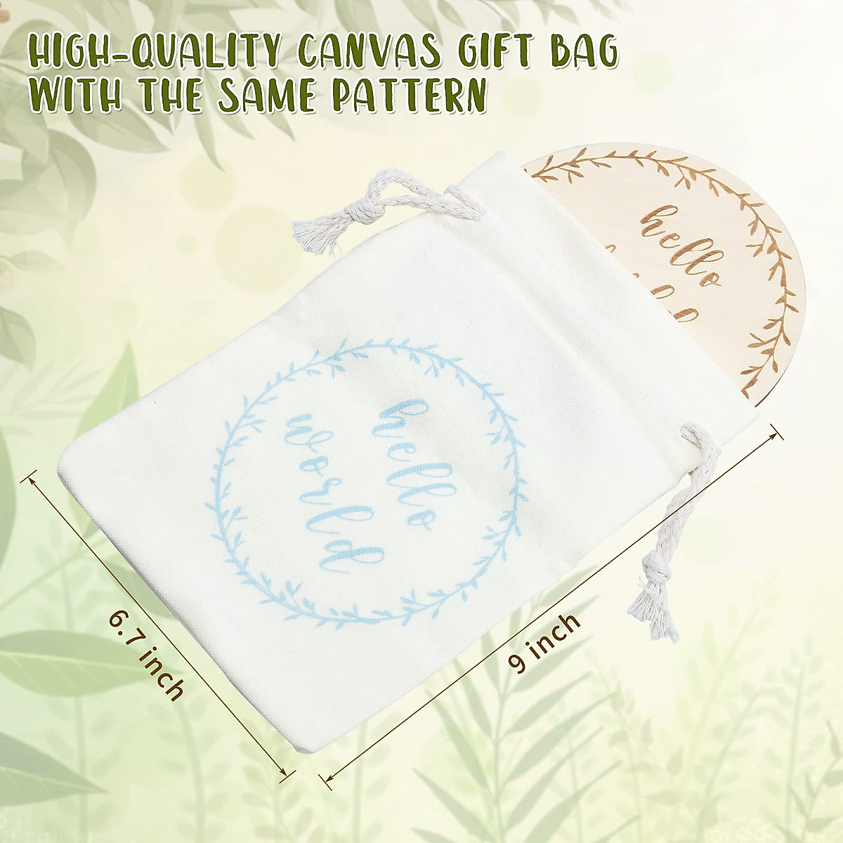 Wooden Baby Announcement Sign, 6 inch Hello World Newborn Sign Newborn Welcome Sign for Photo Prop