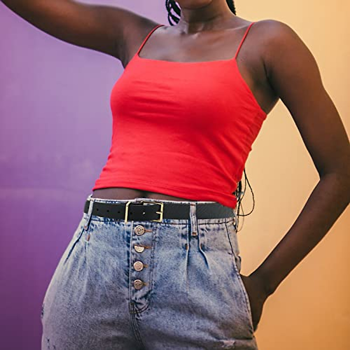 TASYEGOO Vintage Ladies Belt with handmade pleated (S)