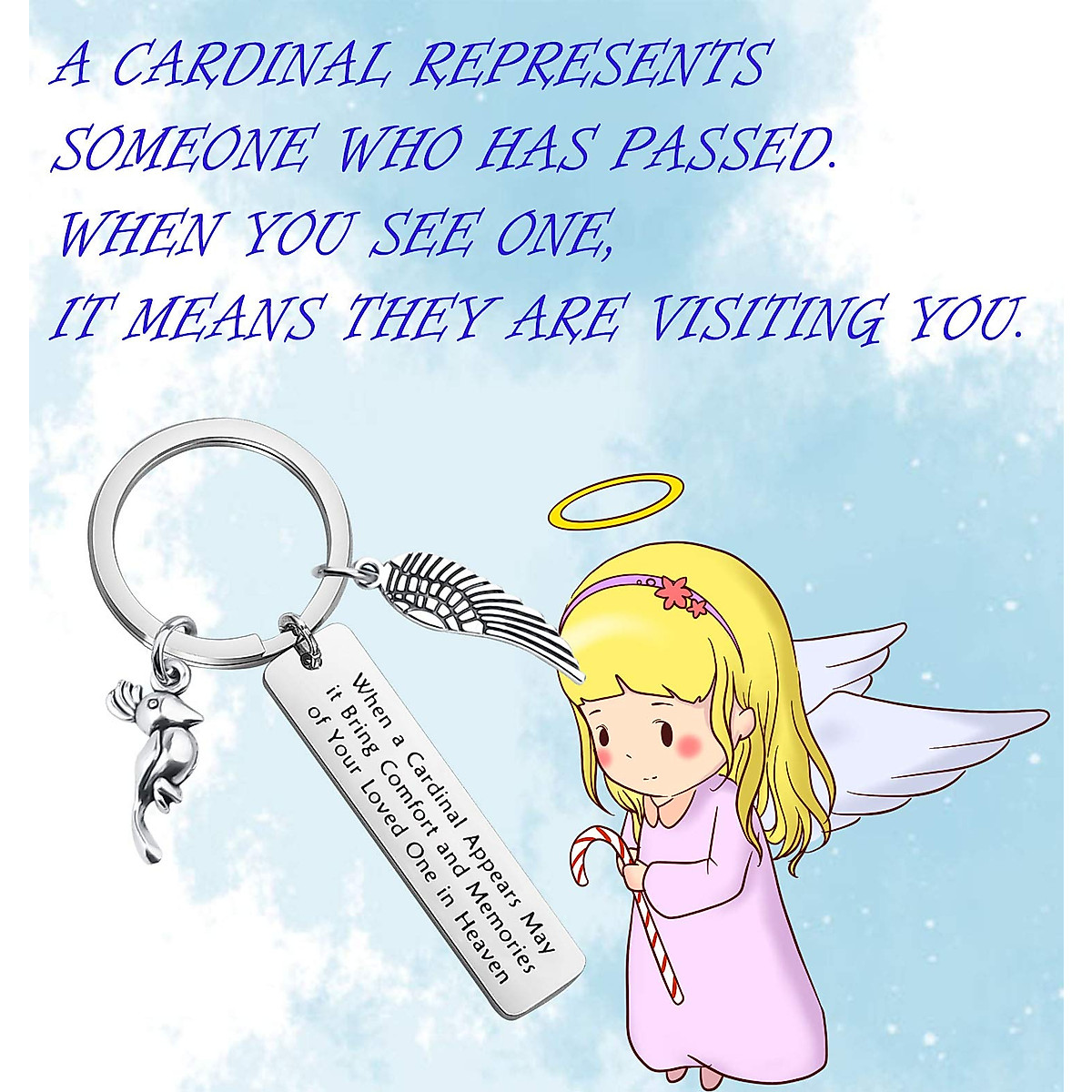 bobauna Cardinal Memorial keychain(cardinal comfort heaven keychain)