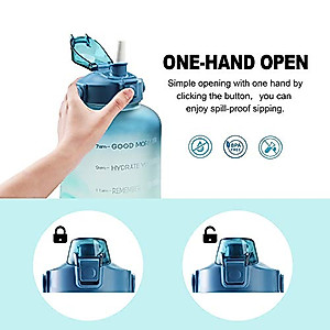 EYQ 128oz Leak-Proof Gallon Water Bottle with Removable Straw & Handle, BPA Free Drinking Large Water Jug for Fitness, Camping Sports Workouts Gym and Outdoor Activity (Pink/Green Gradient)