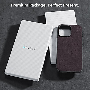 Deppa Alcantara case for iPhone 14 Pro Max (6.7') Shockproof Slim Magnetic Cover with Magsafe Wireless Charging [Genuine Italian Alcantara] Enhanced Camera Protection| (BlackBerry Black-9008)