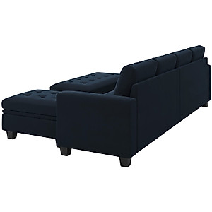 Belffin Velvet Convertible 4-Seat Sectional Sofa with Reversible Chaise L Shaped Sofa Couch Furniture Sets Sectional Couch with Storage Ottoman Blue