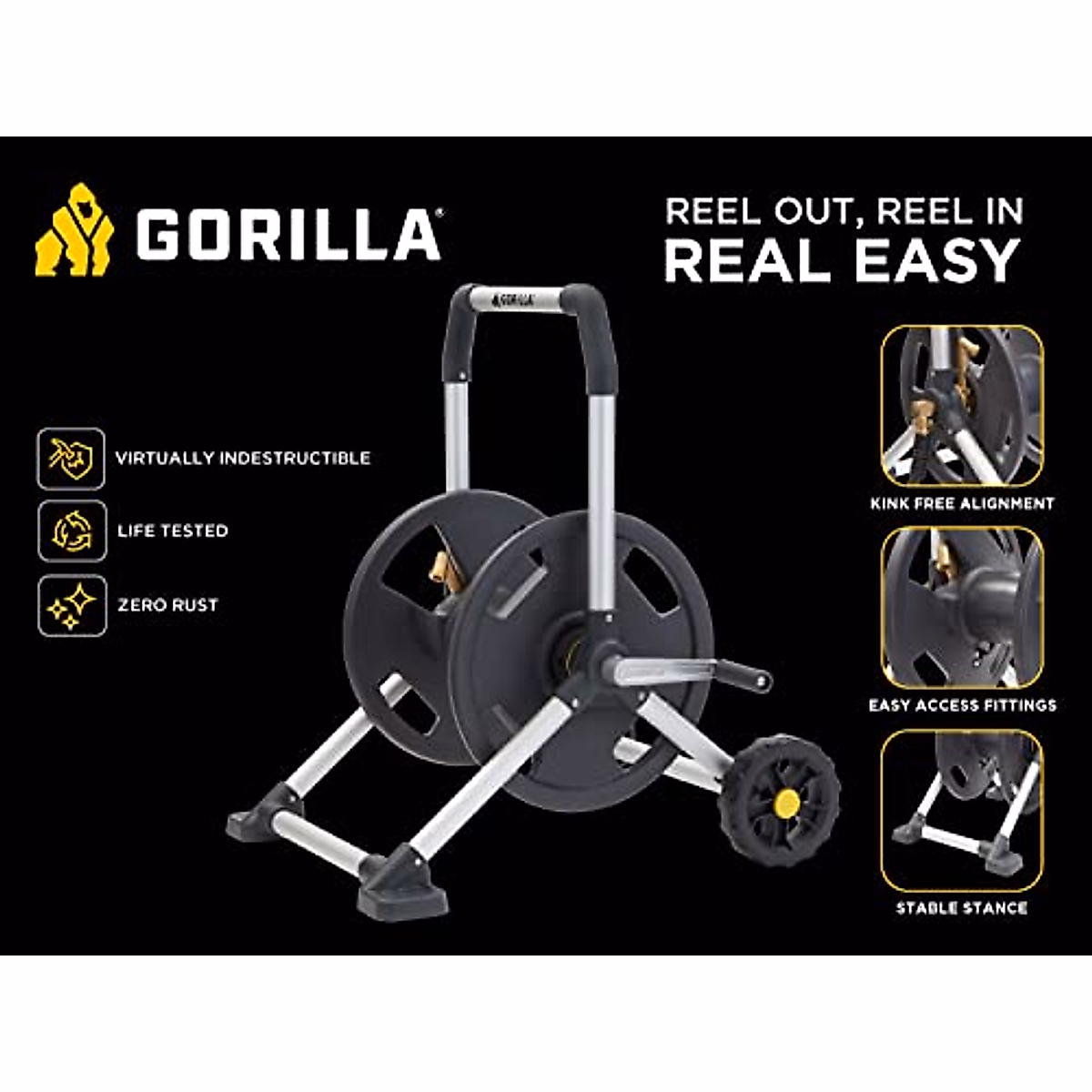 Gorilla 200’ Aluminum Zero-Rust Upright Hose Reel