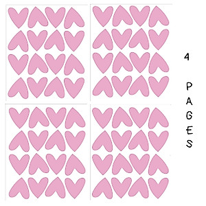The Boho Design Hearts Wall Decals Peel and Stick for Kids, Baby Bedroom Nursery and Living Room. Love Vinyl Wall Stickers Decor (Pink)
