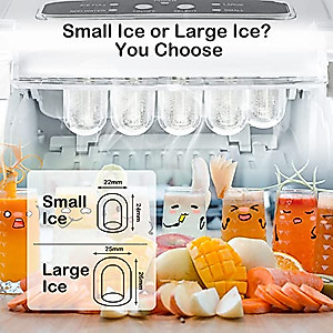 Zyerch Ice Maker Machine Countertop, 26lb Ice Per Day, Large or Small Ice Option, Easy to Clean, Enjoy Endless Supply of Ice in Party, Office, Patio, Home