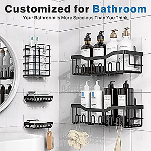 EUDELE Shower Caddy 5 Pack,Adhesive Shower Organizer for Bathroom Storage&Kitchen,No Drilling,Large Capacity,Rustproof Stainless Steel Bathroom Organizer,Bathroom Shower Shelves for Inside Shower