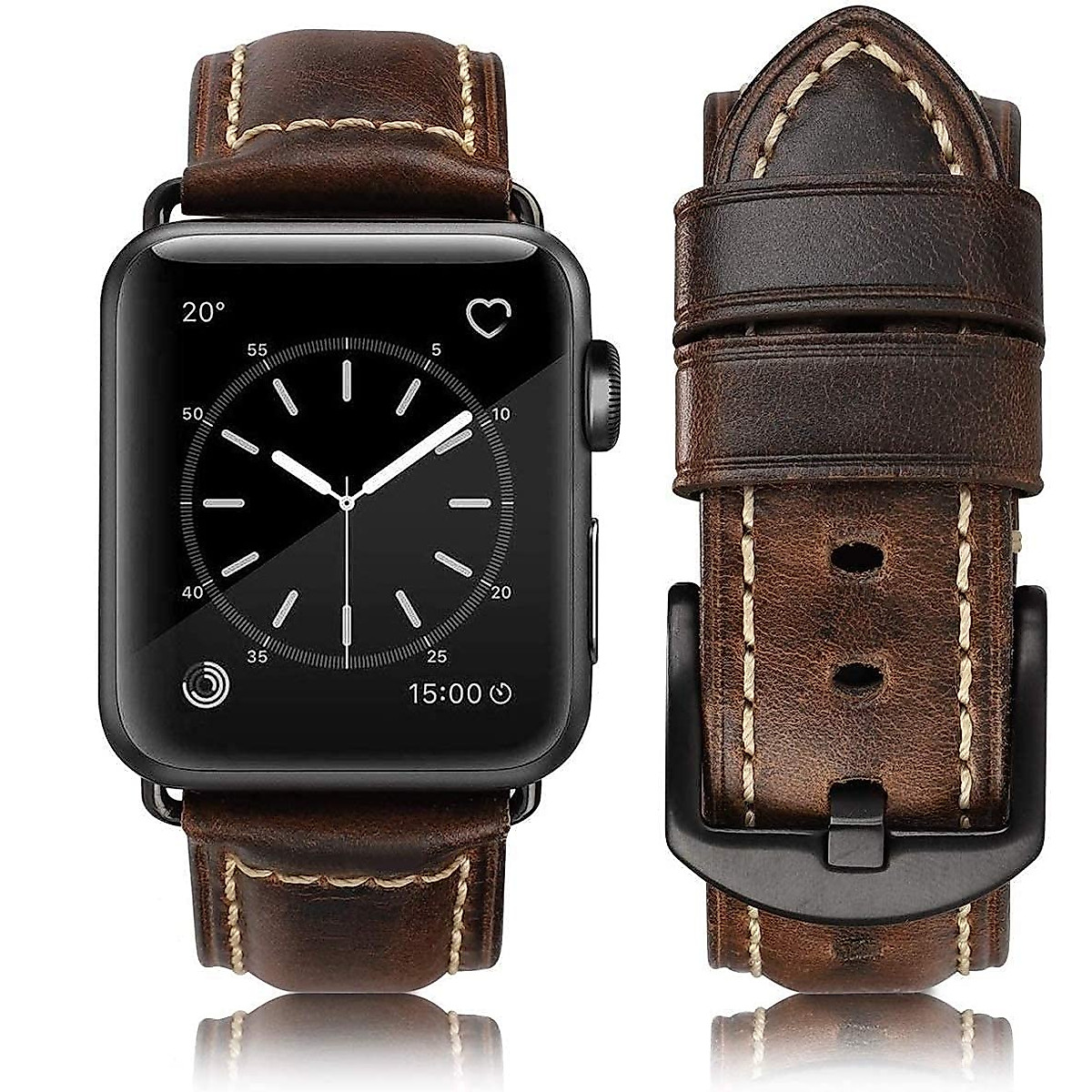 HUAFIY Leather Band Compatible for apple Watch Bands 42mm 44mm 45mm49mm 38mm 40mm 41mm,Genuine Leather Watch Wristband for iWatch Ultra SE Series 8/7/6/5/4/3/2/1