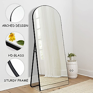 PexFix Full Length Mirror, 65''x22'' Black Arched Mirror Large Floor Mirror Standing Leaning Hanging [65''x22'' - Black]