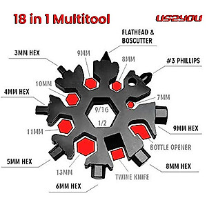 US2YOU 18-in-1 Snowflake Multitool pack of 3, Stainless Steel Screwdriver Hand DIY Snowflake Multi tool, Portable Camping Accessories , Gadgets For Men and Christmas Gifts for Men, Women