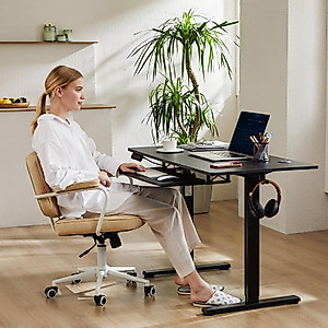 Sweetcrispy Standing Desk with Keyboard Tray, 55 x 24in Adjustable Height Electric Stand Up Desk Standing Computer Desk Home Office Desk Ergonomic Workstation with 3 Memory Controller, Black
