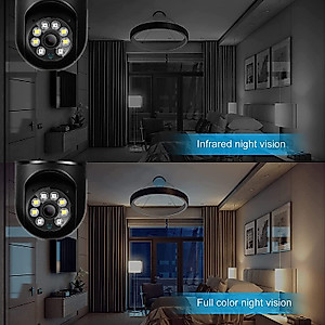 RUIHAOCH Wireless WiFi Light Bulb Camera Security Camera,1080P Pan Tilt Wireless 2.4Ghz 360 Degree E27 Panoramic IP Camera, Security Cameras with Vision Human Motion Detection and Alarm (Black)