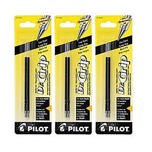 Pilot EasyTouch Dr Grip Retractable Ballpoint Pen Refills Black (6 Packs of 2 Refills each)