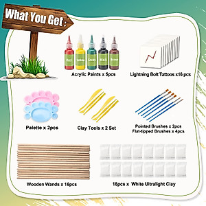 YoHold Magic Wand Making Kit, Wizard DIY Craft Painting Set,DIY Wand Making,Lightning Bolt Tattoo for Halloween Supplies,Kids Gift,Cosplay/Birthday Party Decor,School Student Activities-67pcs in All