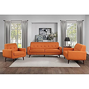Lexicon Fitch 56" Polyester Fabric Loveseat with Tufted in Orange