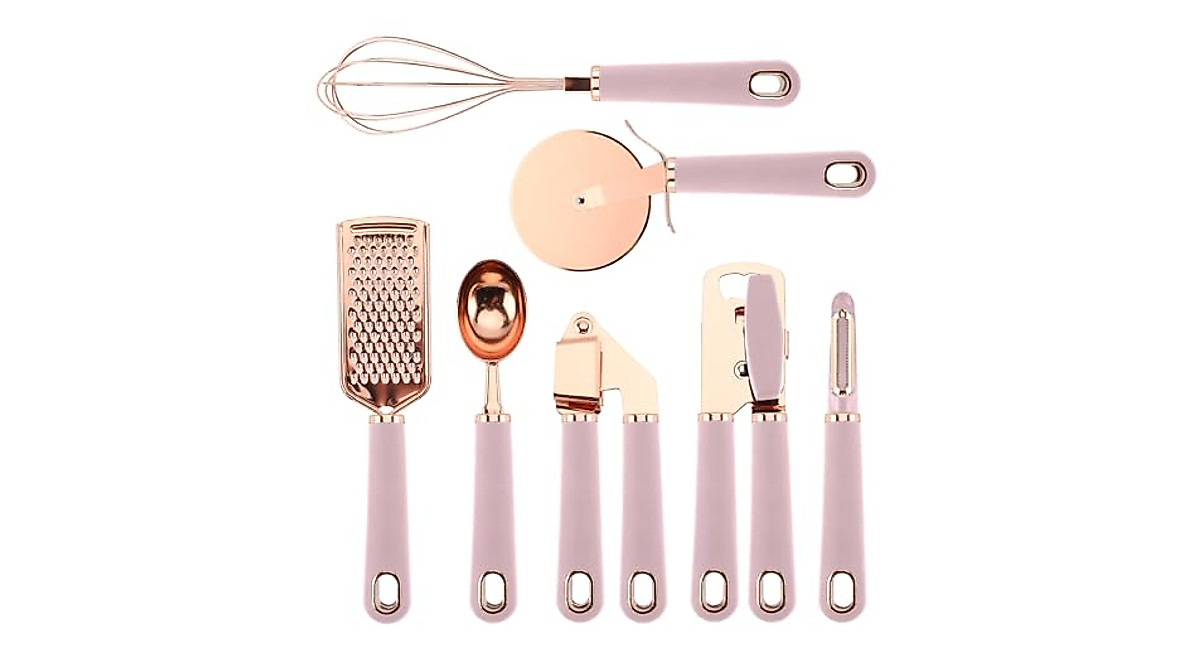 COOK With COLOR 7 Pc Kitchen Gadget Set – Stylish Copper & Pink Utensils