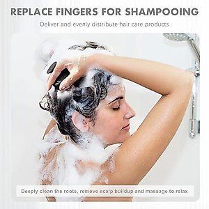 FREATECH Scalp Massager Hair Growth, Scalp Scrubber with Soft Silicone Bristles for Dandruff and Hair Care, Shampoo Brush Hair Massager Scalp Exfoliator for Wet & Dry, Long Curly Thick Hair, Black