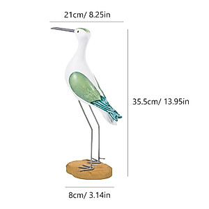 EXCEART 2pcs sea Bird Statue Nautical Beach Figurines Seagull Statue Wood Bird Sculpture Figurines Ornament Indoor Outdoor Decor Coastal Decor Wooden Craft Figurines Green Wooden Seagull Statue