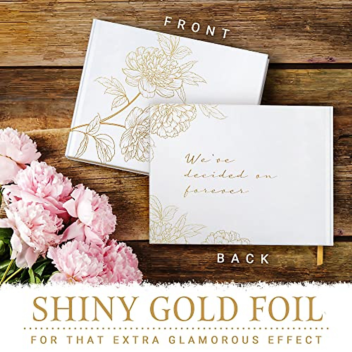 Gold Stamped Wedding Guest Book, Wedding Guest Book with Pen, Floral Guest Book Wedding Reception, Wedding GuestBook Floral Design, Wedding Book, Wedding Book Alternative, Floral Guest Book