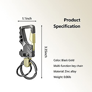 Yonput 1 PC Heavy Duty Key Chain with 2 Key Rings Bottle Opener Keychain Key Chains for Carabiner for Men and Women (Black)