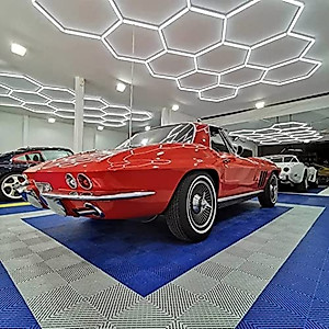 SENKOYU 24 Pack LED Garage Lights, 144W 15950LM 6500K Daylight White, Linkable Plug-in Ceiling Light for Garage Workshop Basement Gym Warehouse 95x66inch