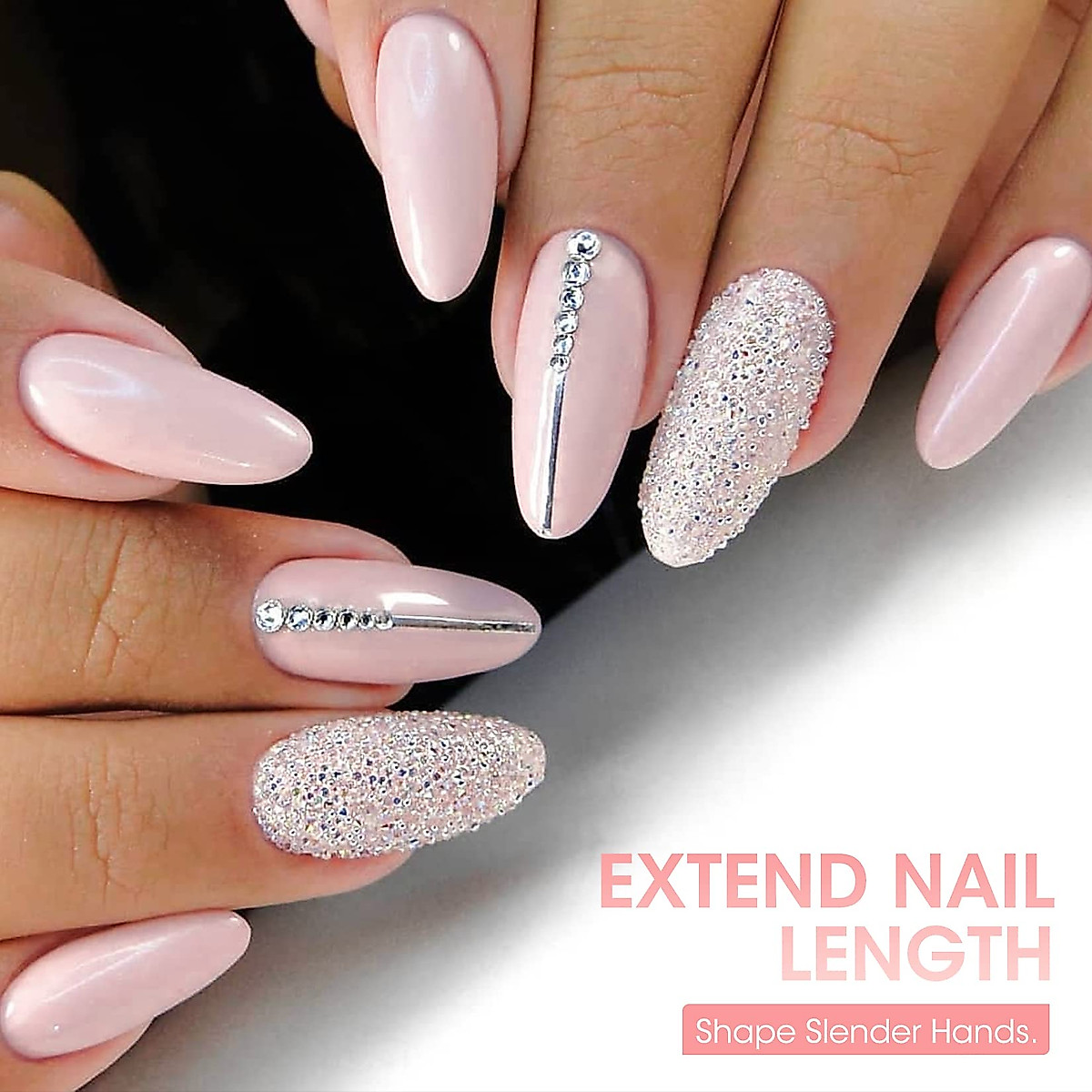 Buqikma Nail Tips Short Oval - 600PCS French Tips Round Shape Half Cover False Acrylic Nails Artificial Tips for DIY & Salon (with Handle - Clear)