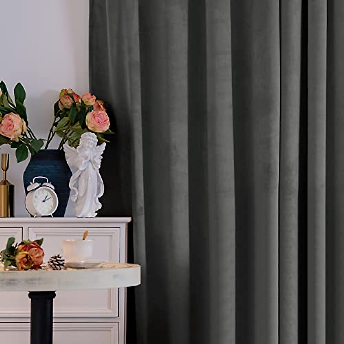 BGment Grey Velvet Curtains for Living Room - Velvet Blackout Curtains 84 Inches Long, Grommet Thermal Insulated Privacy Soft Luxury Window Curtains for Bedroom/Theater, 52 x 84 Inch, Set of 2 Panels