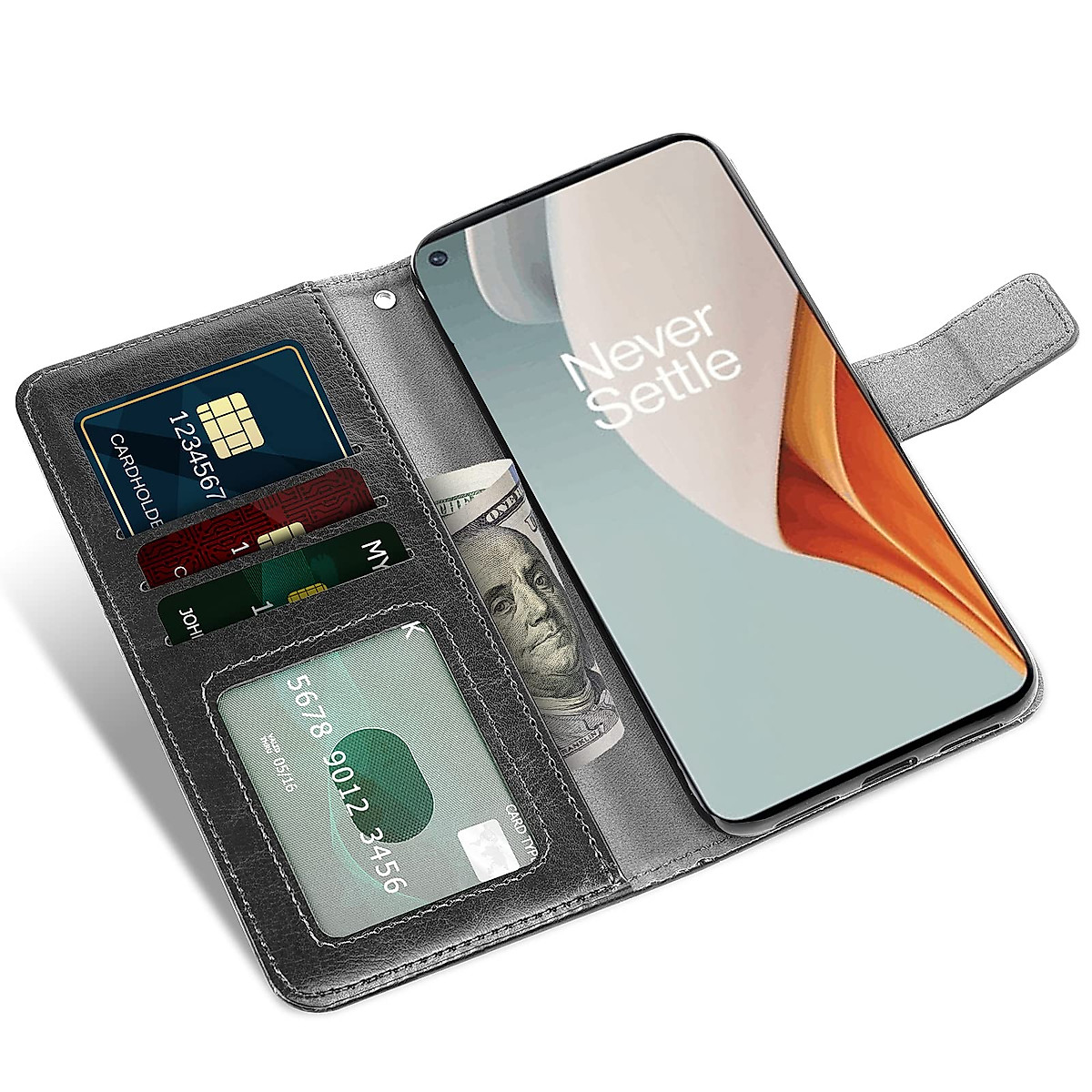 Asuwish Compatible with OnePlus Nord N100 Wallet Case Tempered Glass Screen Protector Leather Flip Cover Card Holder Stand Cell Phone Cases for One Plus N 100 4G 1 Plus 1plus One+ 1+ 100N Men Black