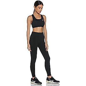 Nike Women's Medium Support Non Padded Sports Bra with Band, Black/Black/(White), Medium