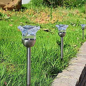ZUQIEE Solar Lawn Home Garden Light Solar Waterproof Light LED Outdoor Decorative Light Floor Lamp Outdoor Rose Light Floor Lamp