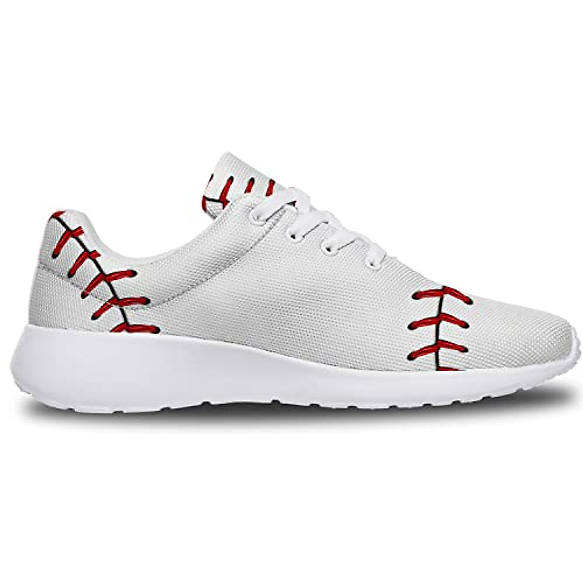 lodaden Women's Tennis Shoes White Baseball Softball Stitch Laces Running Sneakers Casual Lightweight Walking Shoes Gifts for Female Friends,US Size 12 Women/10.5 Men