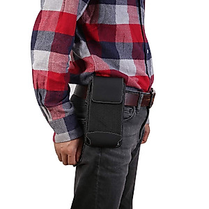 Universal Vertical Phone Holster Case with Belt Loop Carabiner Clip Carrying Pouch for Google Pixel 6 / Pixel 4 XL / Pixel 3a XL, Galaxy S21 Plus / S20 FE / S10 Plus / Note 20 / Note 10+ Plus, TCL 10L