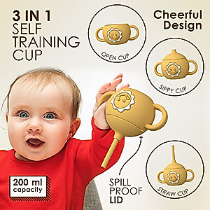 DINETHICS Baby Led Weaning Supplies - Silicone Baby Feeding Set includes Silicone Bibs, Suction Plates for Baby, Sippy Cups with Straw, Baby Bowls with Suction & Baby Spoons Self Feeding 6 Months +