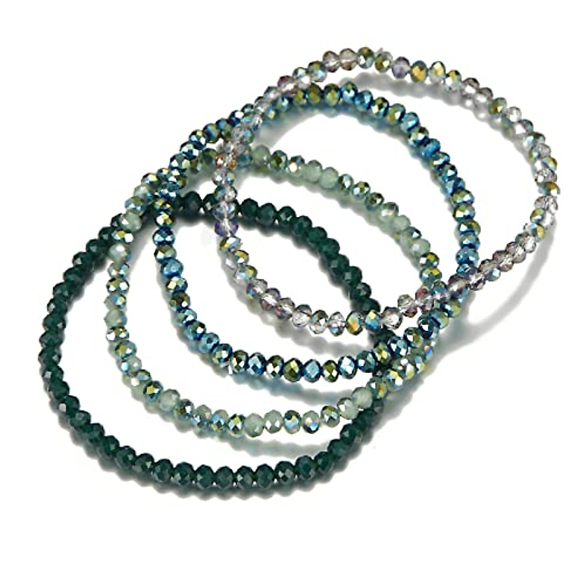 Noessla Beaded Boho Stretch Bracelet Colorful Stackable Crystal Beads Bracelets Trendy Costume Jewelry Mothers Day Gifts for Women (Green)