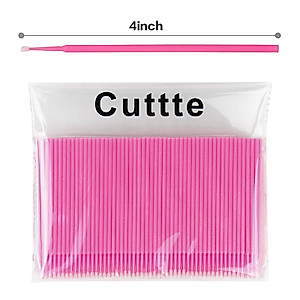 Cuttte 500PCS Disposable Micro Swabs for Eyelash Extension, Micro Applicators Eyelash Swabs for Makeup Application Pink (Head Diameter: 2.0mm)