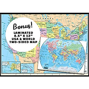 Replogle Student - Educational Classic World globe, Blue Ocean, Raised Relief feature, including a bonus map, made in USA, 12"/30cm diameter