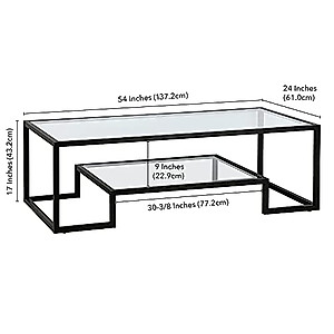 Henn&Hart 54" Wide Rectangular Coffee Table in Blackened Bronze, Modern coffee tables for living room, studio apartment essentials