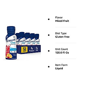 Ensure Clear Mixed Fruit Nutrition Drink, Fat Free, 12 Pack
