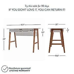 Nathan James Parker Modern Home Office, Small Writing, Computer or Laptop Desk with Drawer, White/Brown