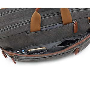 CoolBELL Convertible Backpack Shoulder bag Messenger Bag Laptop Case Business Briefcase Leisure Handbag Multi-functional Travel Rucksack Fits 17.3 Inch Laptop For Men / Women / Travel (Canvas Black)