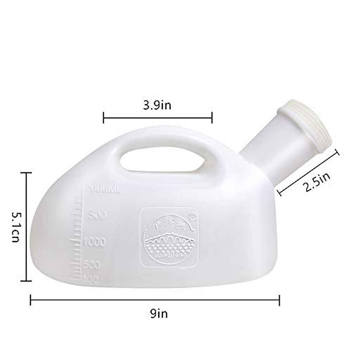 Portable Urinal for Women & Men, OOCOME Urinal Bottle Spill Proof Bedside Urinals 2000ml Travel Camping Urinal Toilet Pee Bottle with Long Hose (White)