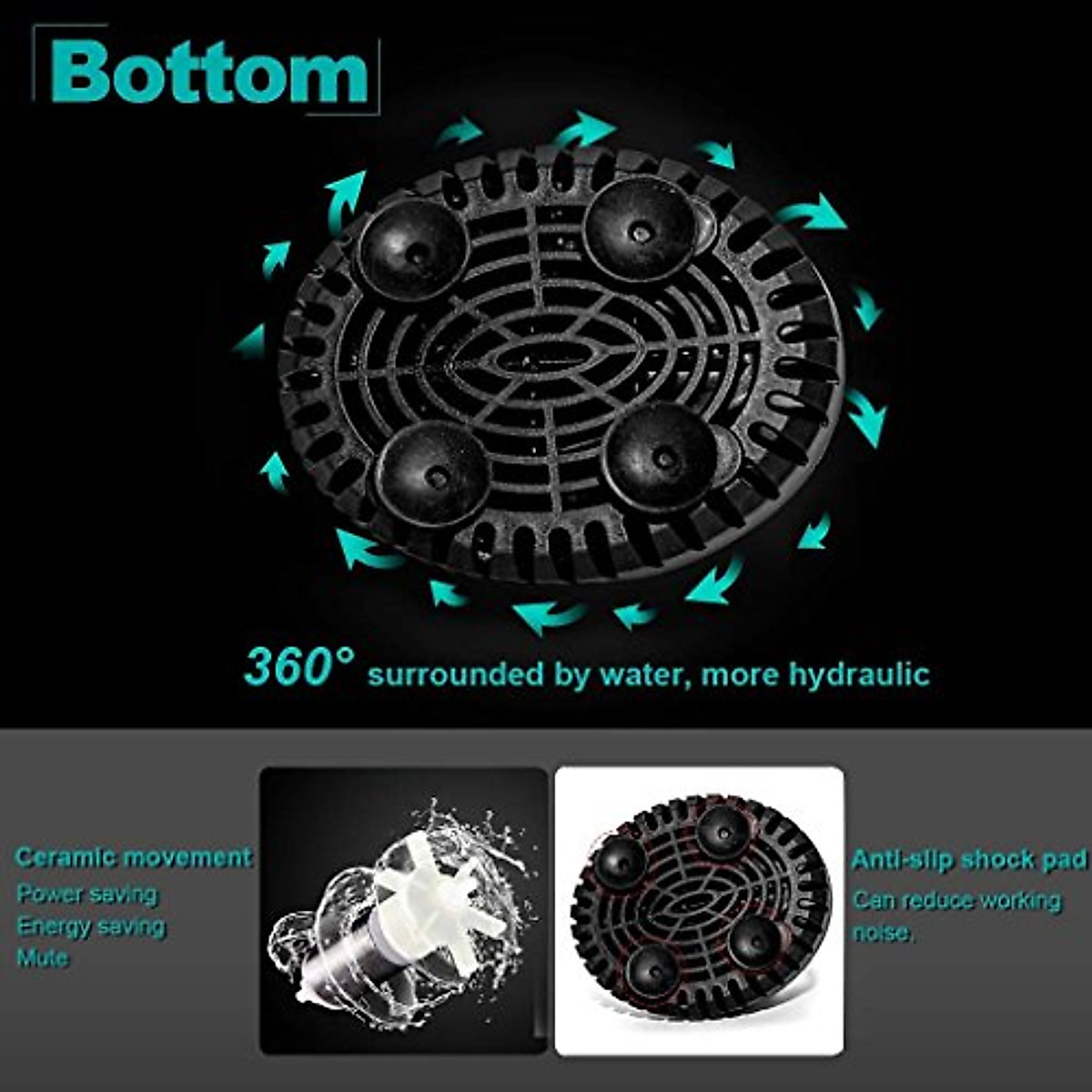 Upettools Submersible Water Pump, Ultra Silence Circulation Multifunctional Water Pump with Handle for Pond, Aquarium, Hydroponics, Fish Tank Fountain with 4.6ft (1.4M) Power Cord(66GPH,5W)