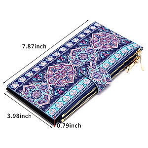 KUKOO Wallets for Women RFID Blocking Large Capacity Slim Bifold Multi Card Case Organizer with Zipper Pocket Gift Box
