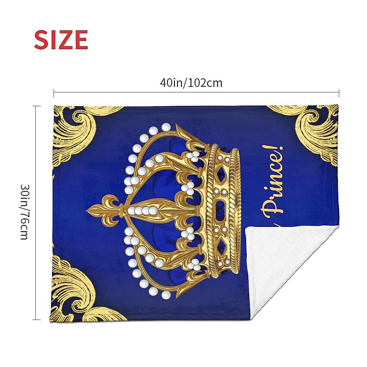 ANEWNICE Lingtoolator oyal Blue Gold Prince Crown Baby Blanket Super Soft 30 X 40 Inch, Receiving Blankets (Royal Blue Gold Prince Crown)