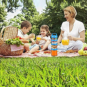 Dolibest stackable snack containers, Twist Lock Stackable Snack Jars, Stackable Containers Set for Storing Milk, Protein Powder, Snacks, Nuts, BPA Free, 4-Piece (Blue, 31oz)