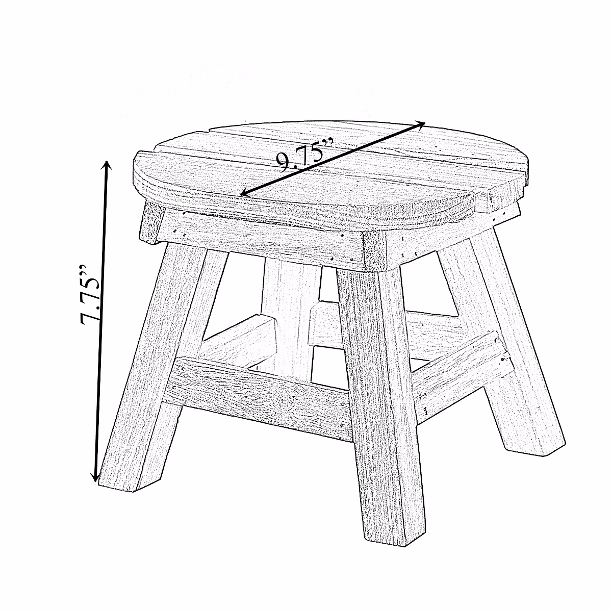 Decorative Antique Wood Style Natural Wooden Accent Stool for Indoor and Outdoor