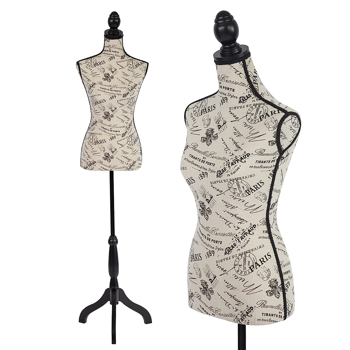 Mannequin Dress Form Mannequin Torso 60-67 Inch Height Adjustable Clothing Forms Easy to Move for Clothing Dress Jewelry Display with Tripod Wooden Base (CM, 60-67 Inches)