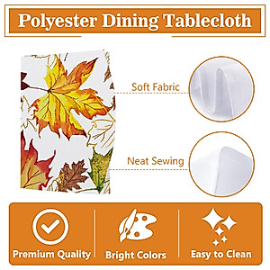 Tailus Fall Maple Leaves Round Tablecloth 60 x 60 Inch, Autumn Gold Leaf Decorative Table Cloth Rustic Dining Table Cover, Farmhouse Thanksgiving Dinner Party Picnic Decoration