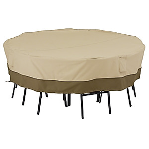 Classic Accessories Veranda Water-Resistant 98 Inch Square Patio Table & Chair Set Cover, Outdoor Table and Chair Cover
